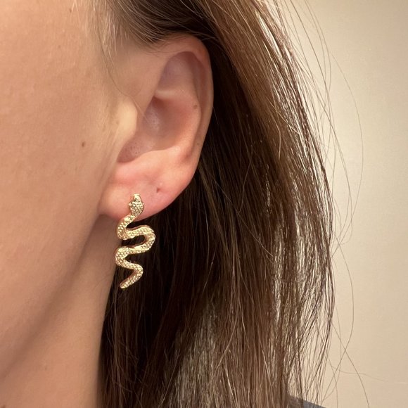chichigems | Jewelry | Gold Serpent Snake Stud Earrings New | Poshmark